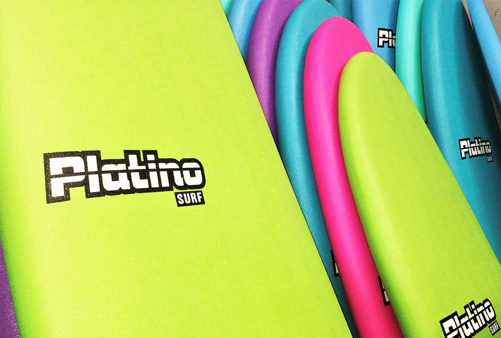 Platino 7ft 6inch Softboard Azure Blue Lime | Adult Learner Surfboard ...